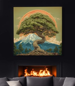 Obraz na plátně - Strom života Japonské slunce FeelHappy.cz Velikost obrazu: 120 x 120 cm