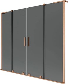 Mexen Velar L Duo vanová zástěna dvoukřídlá posuvná 170 x 150 cm, grafit, kartáčovaná měď - 896-170-003-42-65