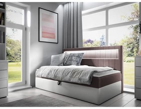 Kontinentální jednolůžková postel Junior Ribezo 2, Rozměr postele: 80x200, Barva:: ekokoža Soft 017 (biała) + Fresh 14