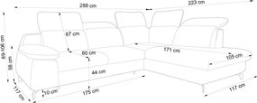 Rohová rozkládací sedací souprava do L KOBRA, 288 cm, s úložným prostorem Roh pohovky: Levý roh, Barva látky: Světle šedá (Element 24)