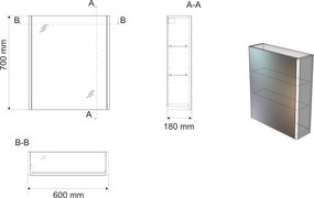 Aqualine Aqualine, DENEB galerka 60x70x18cm, bílá mat, DN060