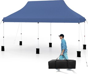 Costway Výsuvný stan s baldachýnem na akce s taškou – 300 × 600 cm, modrý