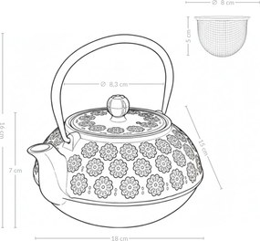 Litinová čajová konvice s filtrem KUMO, 1000 ml, tmavě modrá