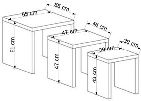 Konferenční stolek 3w1 BASEL 55x55 Hlavní barva: Betonová