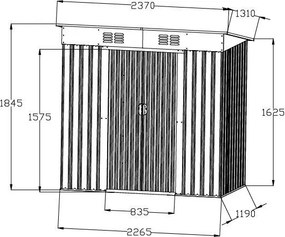 Avenberg Zahradní domek na nářadí 2,4 × 1,3 m SD-F1-0408, antracit
