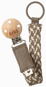 Bibs Paci Braid klip na šidítko s kroužkem Dark-oak-vanilla