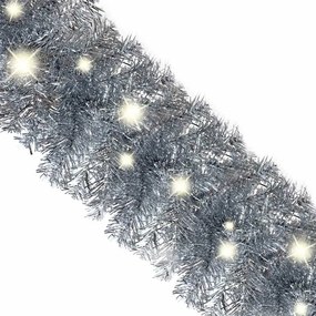 Vánoční girlanda s LED světýlky 20 m stříbrná 329206