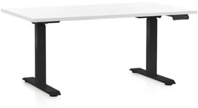 Výškově nastavitelný stůl OfficeTech D, 140 x 80 cm, černá podnož, bílá
