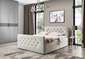 Expedo Čalouněná postel boxspring MATRAGI + topper, 180x200, béžová