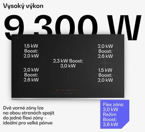 Klarstein Verosteel indukční varná deska, Elegantní, minimalistická, výkonná, 5 varných zón, 12200 W, 90 cm