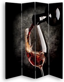 Ozdobný paraván, Vůně červeného vína - 145x170 cm, čtyřdílný, obustranný paraván 360°