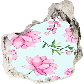Wallmuralia Nálepka 3D díra na zeď Květy a jahody 75x75 cm