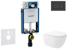 Geberit Kombifix - Set předstěnové instalace, klozetu Oudee Vortex a sedátka softclose, tlačítko Sigma20, matná černá/černá SANI15CA5134