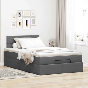 Osmanská postel s matrací &amp; LED tmavě šedá 120x190 cm látka 3312292