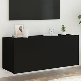 Nástěnná TV skříňka s LED osvětlením černá 100 x 35 x 41 cm - Default Title