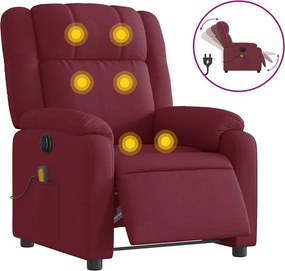 Elektrické masážní polohovací křeslo vínové textil 3205193