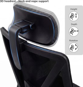 Ergonomická kancelářská židle černá se síťovinou VECTOR
