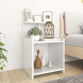 Noční stolek bílý s vysokým leskem 40x35x60 cm kompozitní dřevo