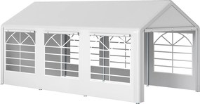 Pavilonový párty stan Outsunny 3x6m se 4 bočními stěnami a okny z polyesteru a kovu – bílý