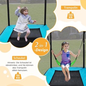 Costway 2 v 1 Dětská trampolína s houpačkou a ochrannou sítí a krytem okraje