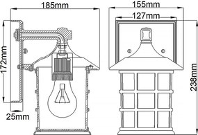 Venkovní lucerna Elstead FREEPORT S 1xE27 IP44 černá barva 24 cm