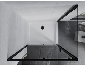 Mexen Apia rozsouvací sprchový kout 110 x 80 cm, Průhledné, Černá + sprchová vanička Flat, Bílá- 840-110-080-70-00-4010B