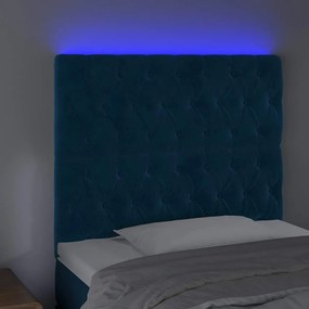 Čelo postele s LED tmavě modré 90x7x118/128 cm samet 3122800