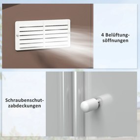 Outsunny Toolhouse 12,4 m², Zahradní Kůlna s Šikmou Střechou, Posuvné Dveře, Základna, 386 x 340 x 200 cm, Kůlna na Nářadí z Pozinkované Oceli, Odoln…