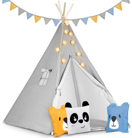 Dětský stan Tepee se světlem Nukido - šedý