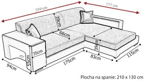 Rohová sedací souprava Madison (světle šedá + černá) (L). 1002543