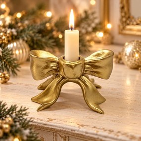 Zlatá dekorace svícen ve tvaru mašle Bow - 12*9*8 cm