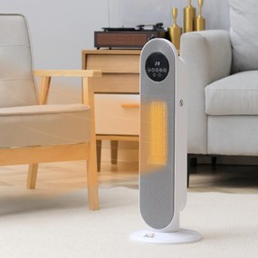 HOMCOM Topný ventilátor 2000W, PTC keramické elektrické topení s dálkovým ovládáním, oscilace, 12h časovač