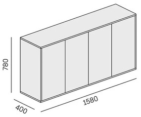 PLAN Kancelářská skřínka s dveřmi LAYERS, dlouhá, 1582 x 400 x 777, bílá / šedá