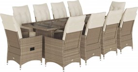 11dílný zahradní bistro set s poduškami béžový polyratan 3277247