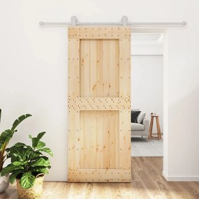 Posuvné Dveře S Kováním 85 X 210 Cm Masivní Borové Dřevo