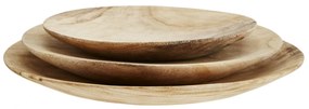 MADAM STOLTZ Dřevěné talíře Wood - set 3 ks, přírodní barva, dřevo