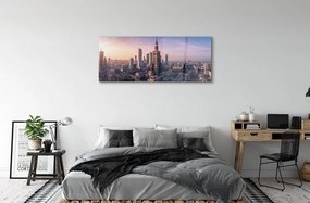 akrylový obraz VARŠAVA Sunrise mrakodrapy panorama 120x60 cm
