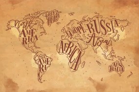 Tapeta moderní mapa světa na vintage podkladu