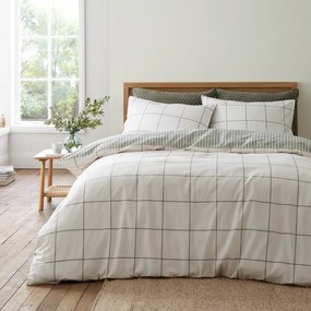 Zelené/krémové flanelové povlečení na dvoulůžko 200x200 cm Brushed Regal Check – Bianca