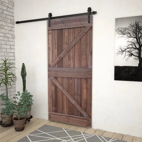vidaXL Posuvné dveře s kováním 80 x 210 cm masivní borovice [3057491] Barva: Hnědá