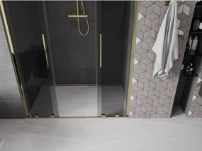 Mexen Velar L Duo, posuvné sprchové dveře do otvoru 160 cm, 8mm šedé sklo, zlatá lesklá, 871-160-003-42-50