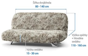 Bielastické potahy MARMO béžové dvojkřeslo s dřevěnými rukojeťmi (š. 80 -140 cm)