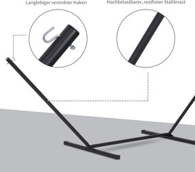 Rám houpací sítě Outsunny pro houpací sítě 360 x 92 x 115 cm kovový s háky do 120 kg pro zahradu a pláž |