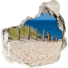 Wallmuralia Díra 3D ve zdi nálepka Mořské duny 75x75 cm