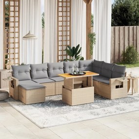 9dílná zahradní sedací souprava s poduškami béžová polyratan 3271892