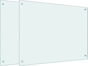 Kuchyňské panely 2 ks bílé 80 x 60 cm tvrzené sklo 3315788