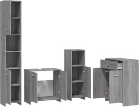 4dílný set koupelnového nábytku šedý sonoma kompozitní dřevo 3154410