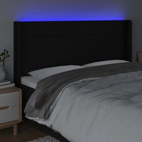 Čelo postele s LED černé 183 x 16 x 118/128 cm textil 3124064