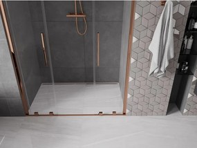 Mexen Velar L Duo, posuvné sprchové dveře do otvoru 140 cm, 8mm čiré sklo, růžové zlato, 871-140-003-02-60