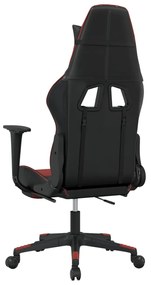 Masážní herní židle s podnožkou černá a vínová umělá kůže,  345464